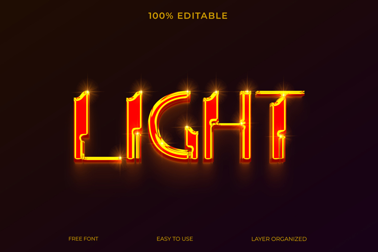 Light 3D Text Effect PSD with Editable Style