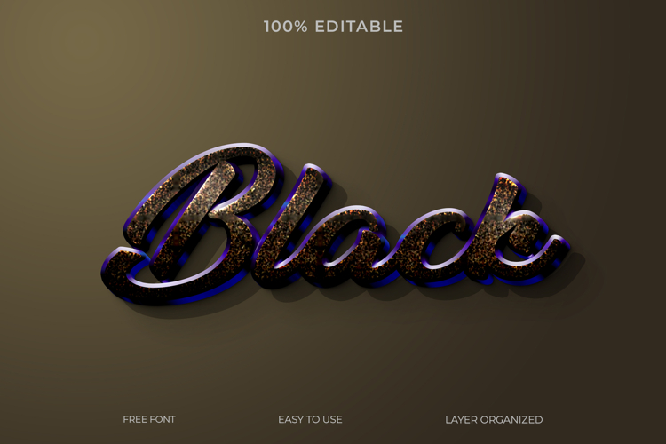 Black 3D Text Effect PSD with Editable Style (5396811)