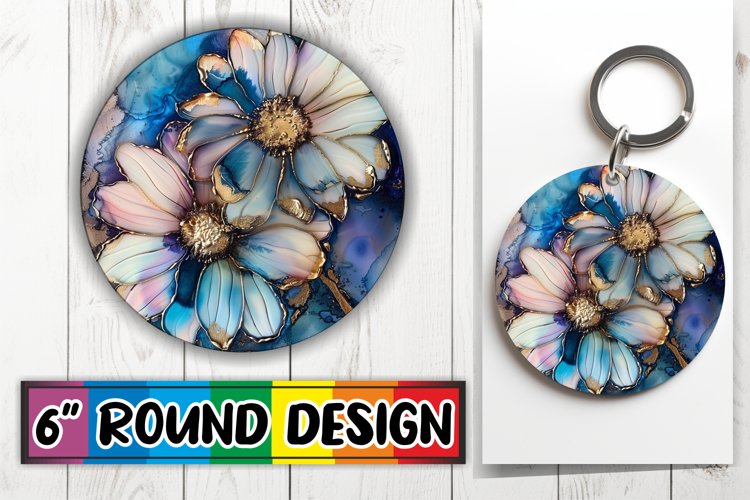 Opulent Floral Gold Sublimation Circles
