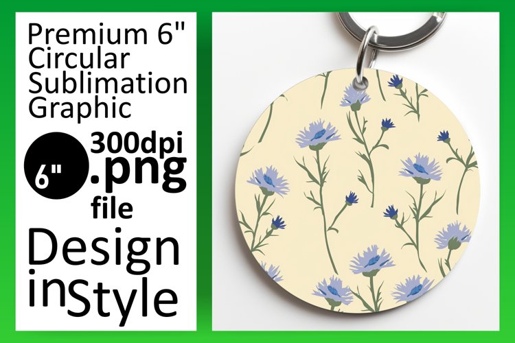 Sublimation Circle Design Keychain Boho Floral Bliss PNG