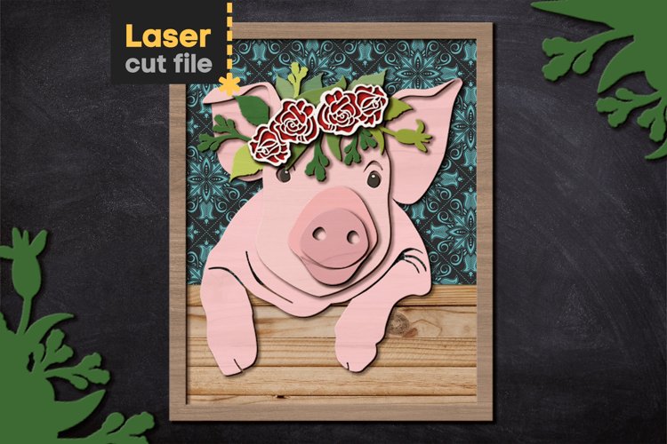 Pig Farmhouse Sign SVG Laser cut files for (1458144)