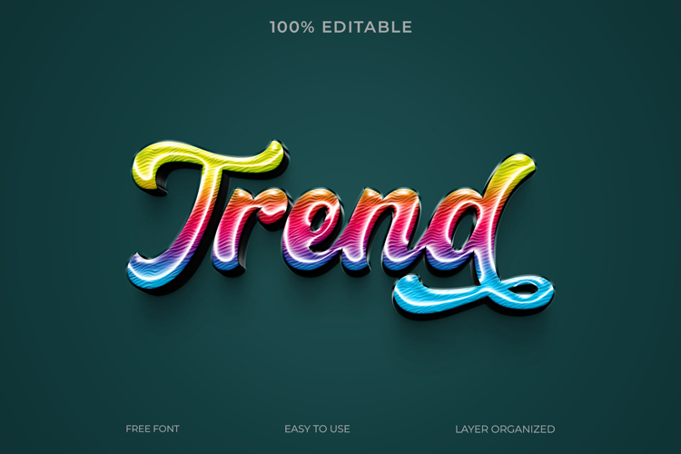 Trend 3D Text Effect PSD with Editable Style