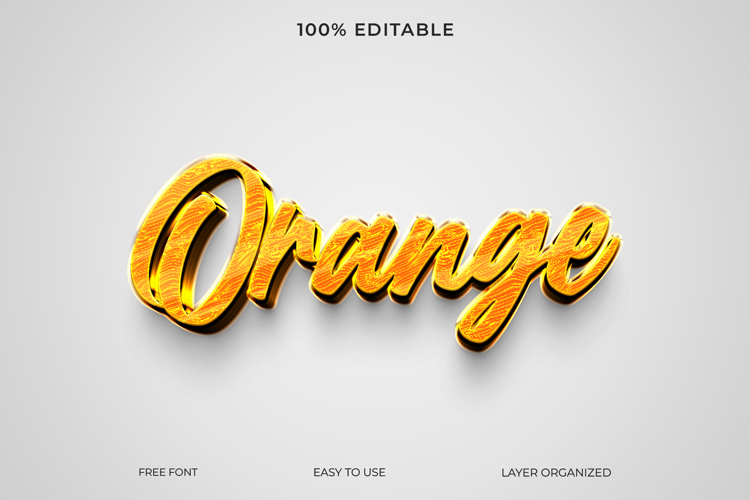 Orange 3D Text Effect PSD with Editable Style (5396865)