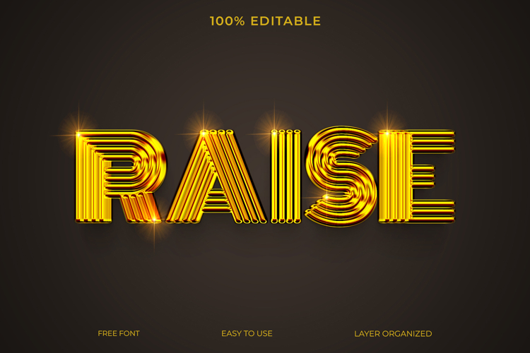 Raise 3D Text Effect PSD with Editable Style