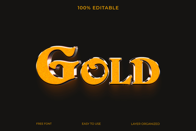 Gold 3D Text Effect PSD with Editable Style (5396875)