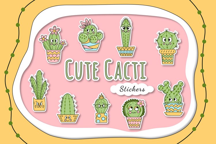 Cute cacti stickers