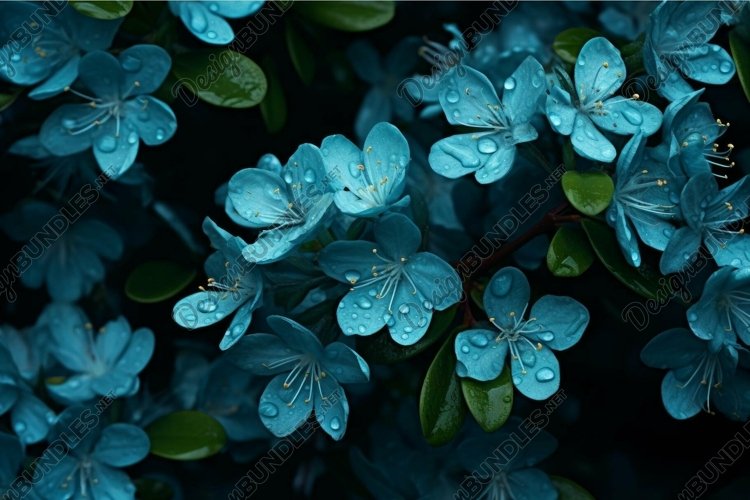 Lush Teal flowers bush plant. Generate Ai