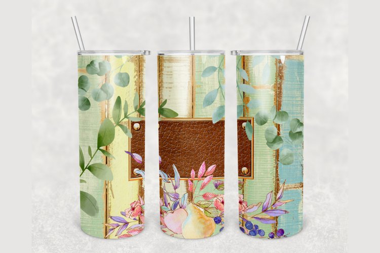 Personalized Rustic Wood Summer Floral 20 oz skinny tumbler