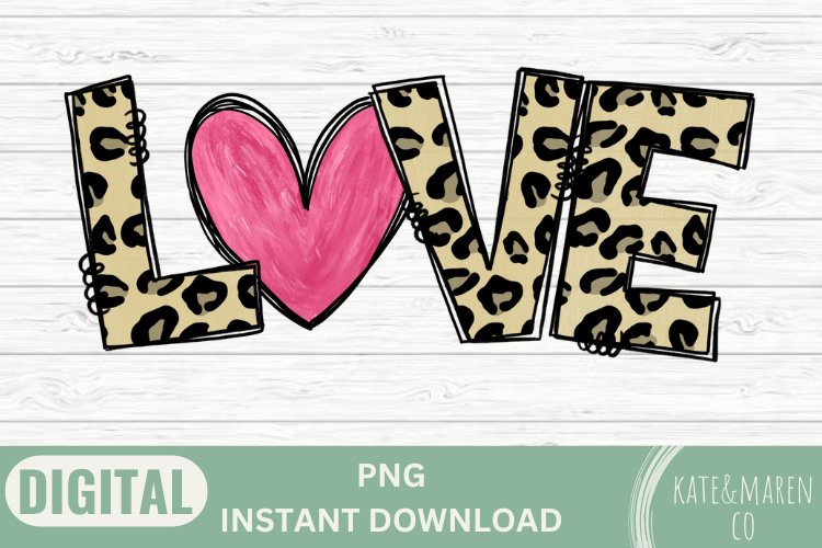 love png, valentine love png, leopard valentine png