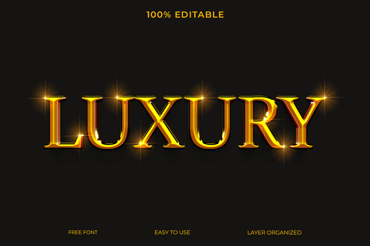 Golden LUXURY 3D Text Effect with Shiny Gloss Finish