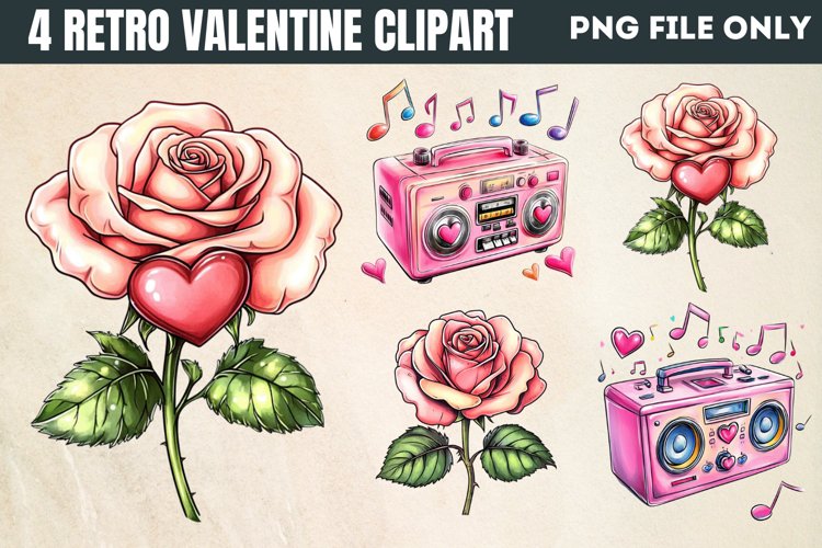 Retro Valentine Clipart PNG (5104618)