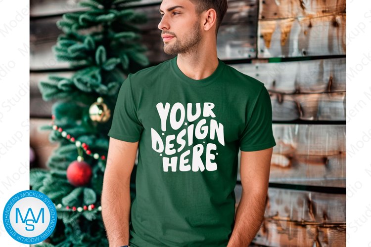 Green tshirt Mockup, Christmas tshirt Mockup, (4367239)