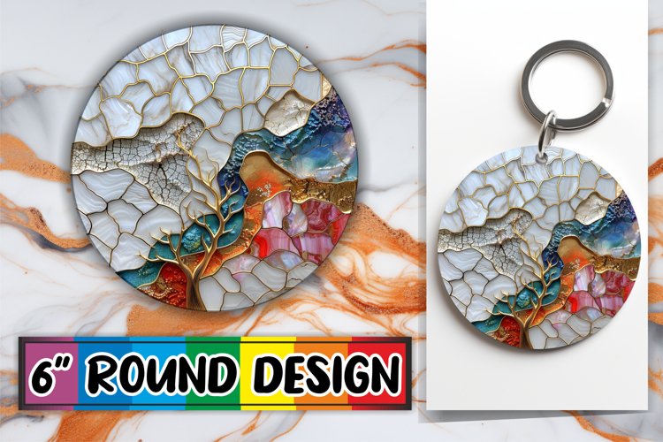 Radiant Round Keychains: Mosaic Delights (3570030)