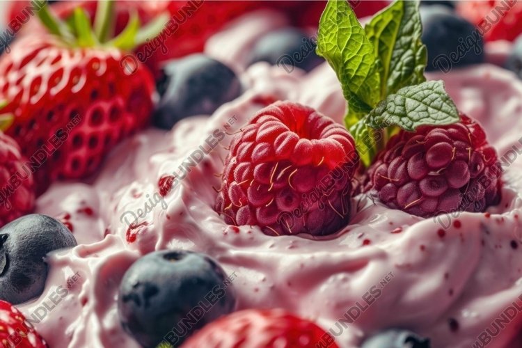Creamy Berries cream. Generate AI