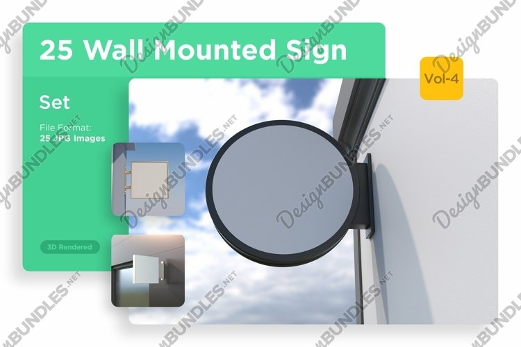 Wall Mount Round Signage Mockup SET V-04