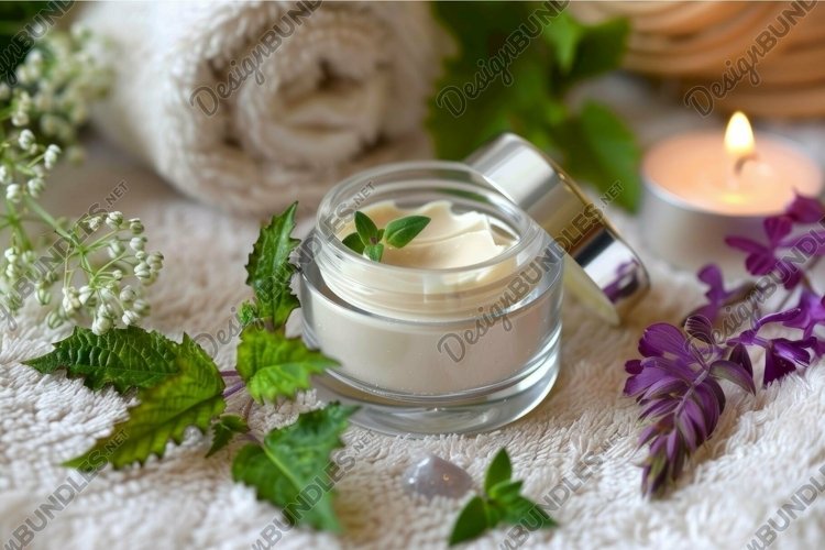 Natural organic skincare cream with herbal ingredients