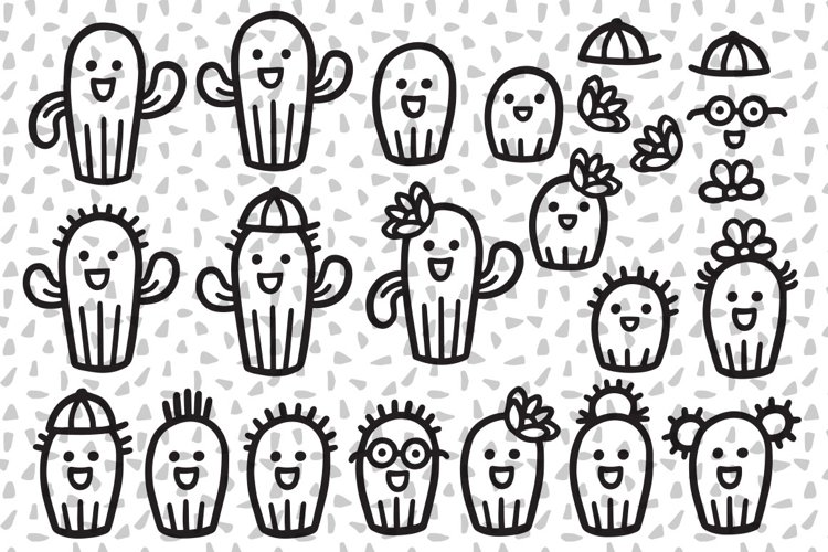 Cactus Family Cartoon Set! - Free Design of The Week | Design Bundles