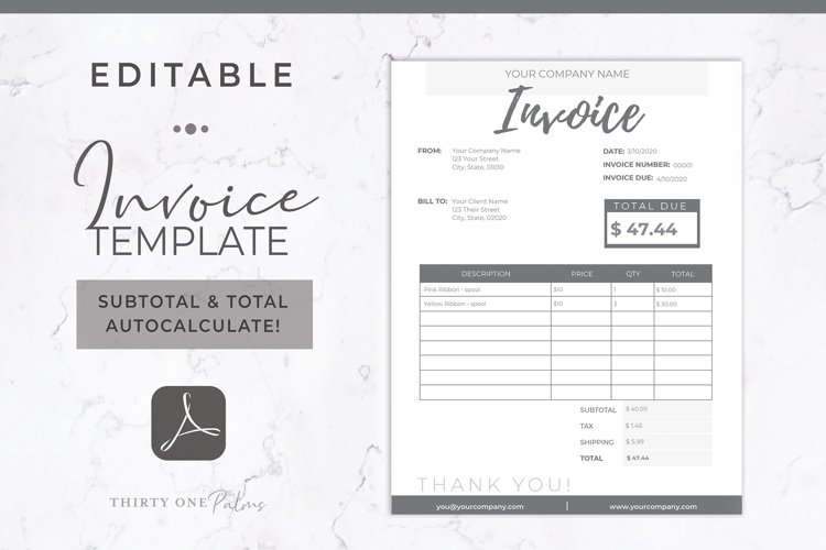 Stationery Business Invoice Bill Letter Printable Canva Invoice 