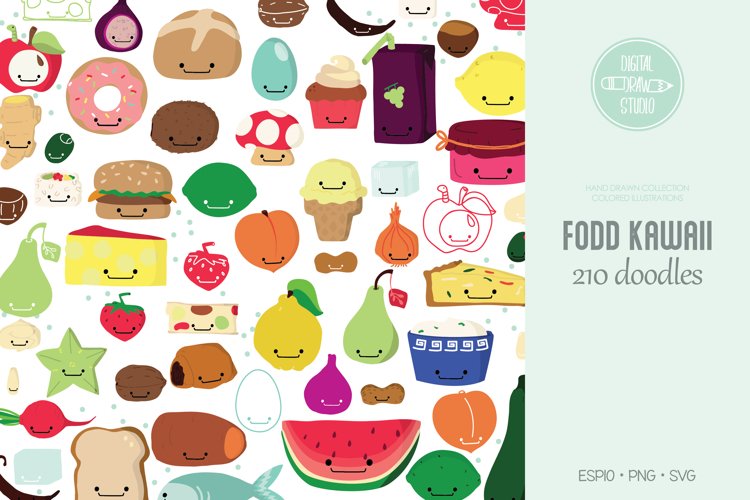 A to Z Food Color Kawaii | Hand Drawn Fruit and Vegetable (919266 ...