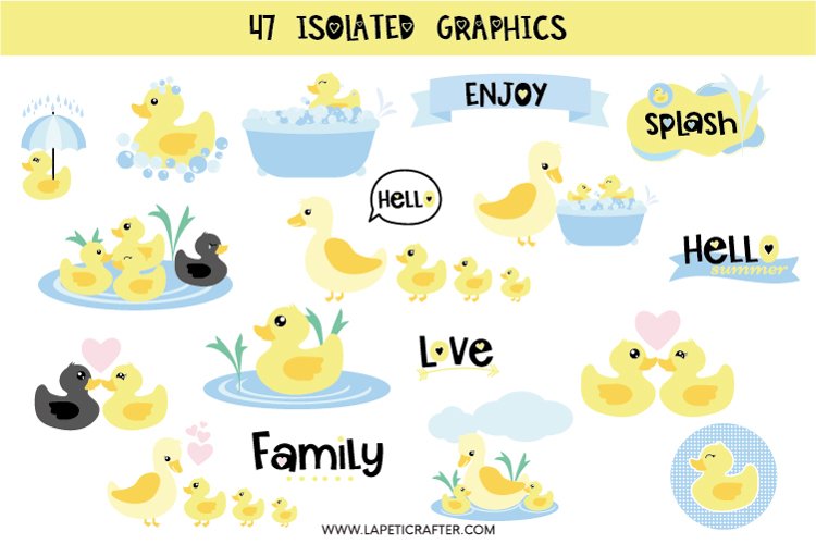 Rubber duck clipart set | Summer duckies scrapbook clipart