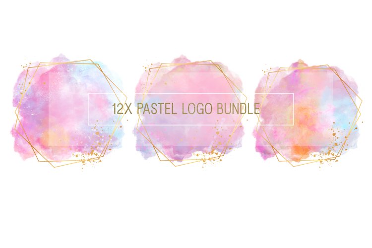 Pastel Logo Bundle with Gold Frame. (1153709) | Logos | Design Bundles