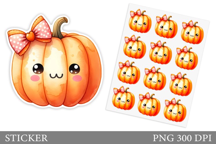 Cute Pumpkin Sticker Template. Cute Halloween (4193213)