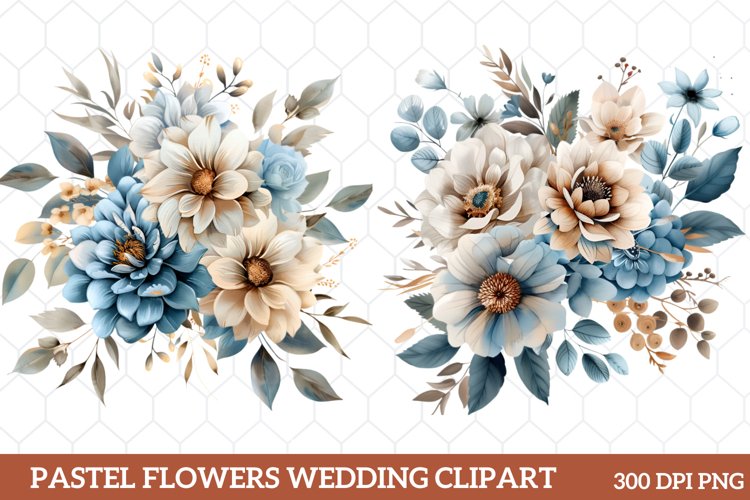 Pastel Flowers Watercolor Clipart, Watercolor (3880559)