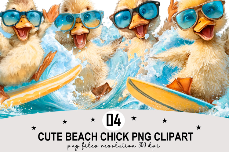 Cute Beach Chick PNG Clipart Watercolor PNG (6730211)