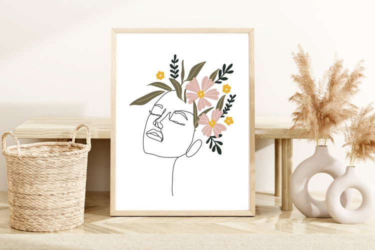 One line woman portrait wall print