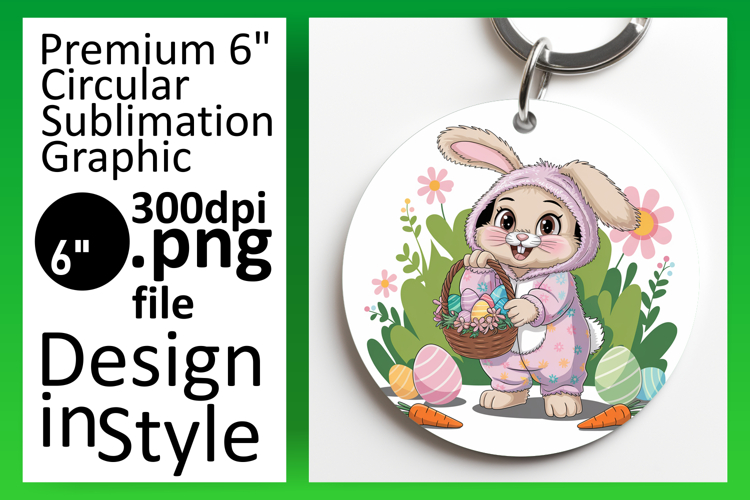Stylish Circle Design for Keychains , Easter Bunny