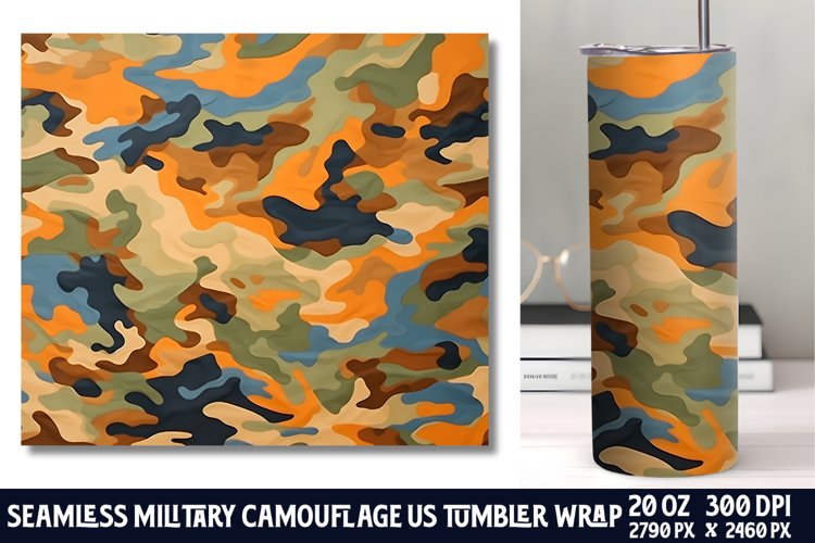 Seamless Military Camouflage US Tumbler Wrap