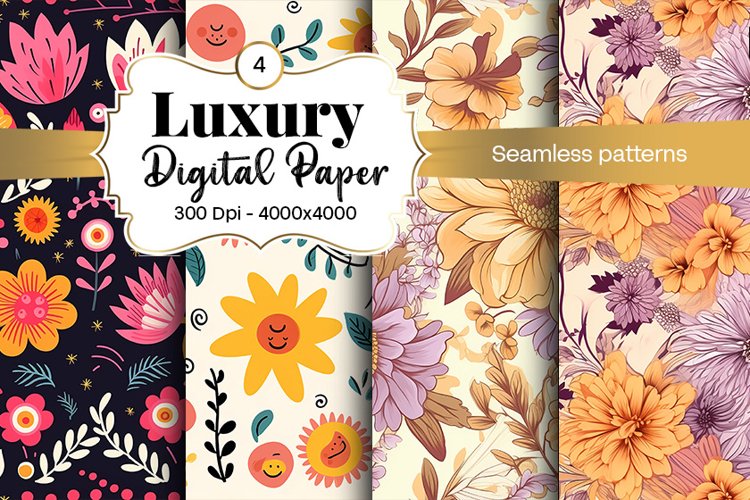 Floral Digital Paper Seamless Patterns