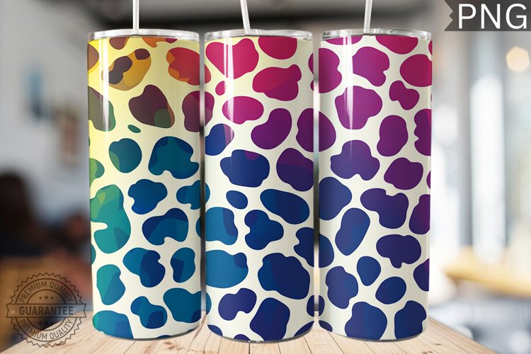 Rainbow Leopard Print Tumbler Wrap - High Quality 300 Dpi