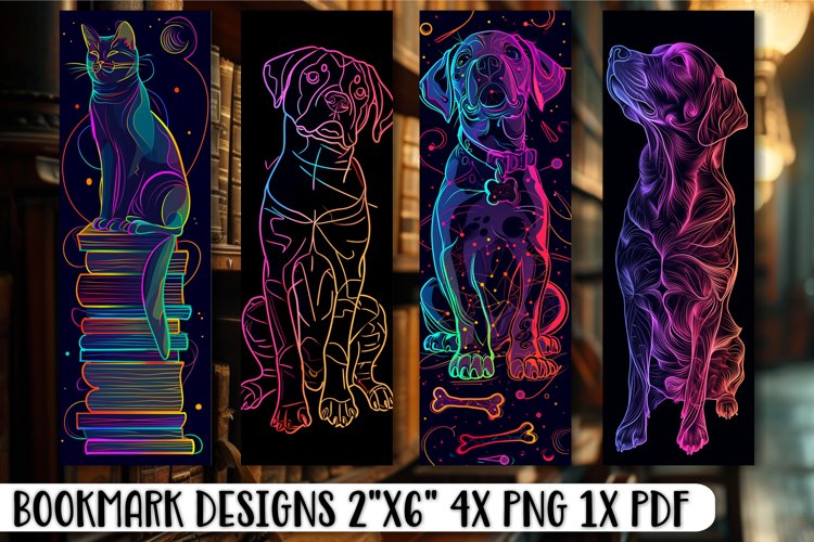 Vivid Neon Bookmarks: Printable Collection (3174881)