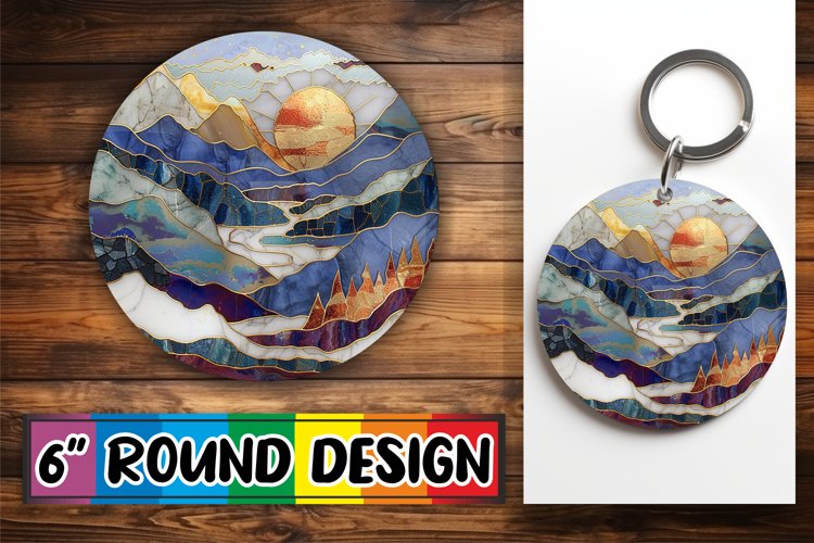 Gilded Round Keychains: 3D Mosaic Wonders