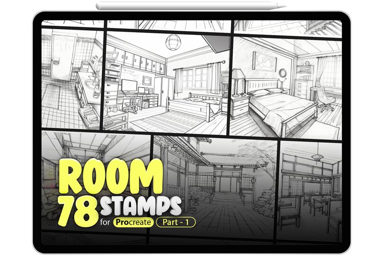 78 Procreate Room Stamp Brushes Part-1