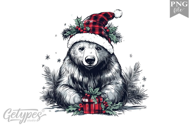 Christmas Bear Clipart - High Quality 300 Dpi