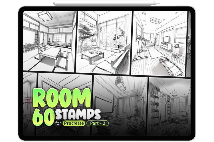 60 Procreate Room Stamp Brushes Part-2