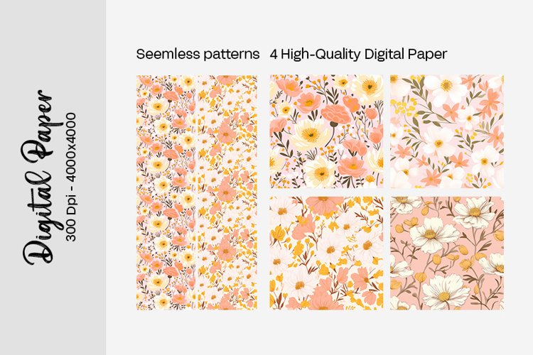 Floral Digital Paper Seamless Patterns