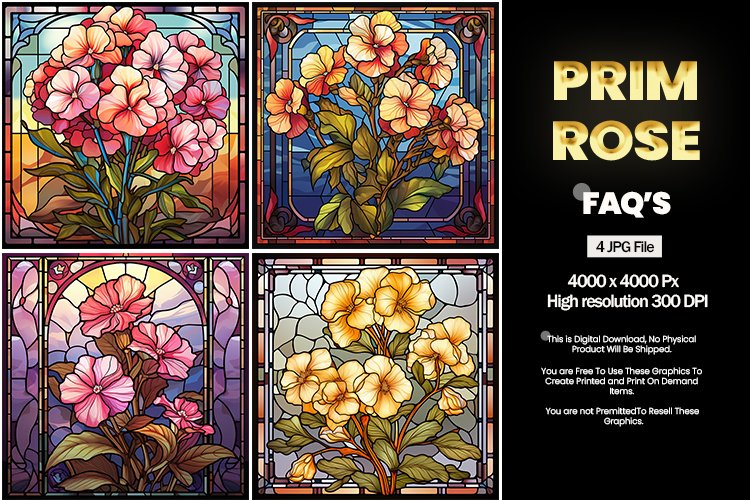 Stained Glass Primrose Square Coaster - 04 (3014323)