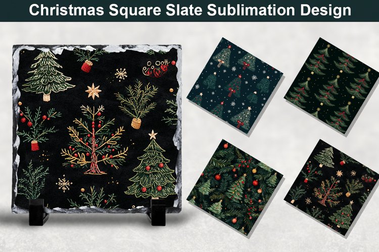 Christmas Tree Square Sublimation Slate Design