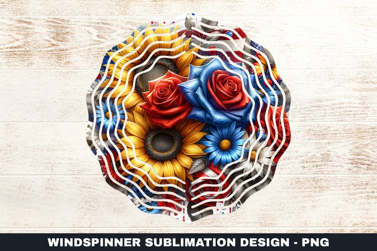 Flowers Wind Spinner Sublimation Design (4339917)