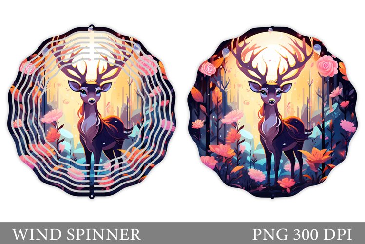 Cute Deer Wind Spinner. Deer Flowers Wind Spinner (3133011)