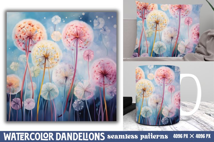 Watercolor dandelions digital paper Backgrounds,