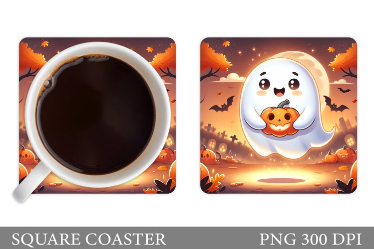 Cute Ghost Coaster Design. Halloween Coaster (4309615)