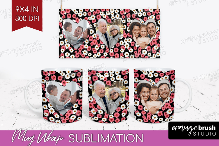 Retro Flowers Photo Mug Wrap PNG - Floral Picture (5417703)