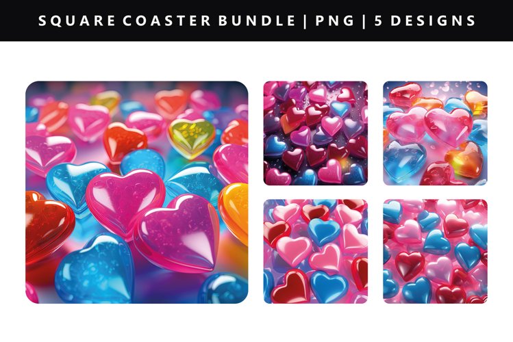 Puff Heart Square Coaster Design | Square Coaster (3279539)