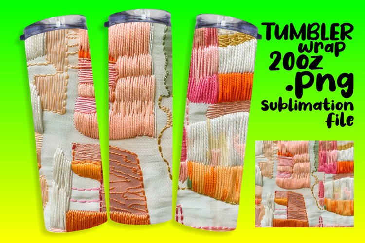 Bold Abstract Embroidered Sublimation Tumbler Wrap