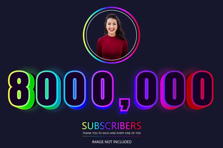 8000000 social followers and subscribers neon text effect
