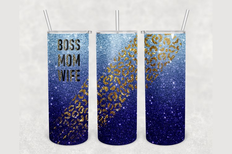 Boss Mom Wife Blue Ombre 20 Oz Sublimation Design Tumbler